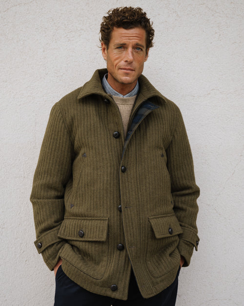 Men's green ribbed wool Field jacket Made in Italy | Velasca
