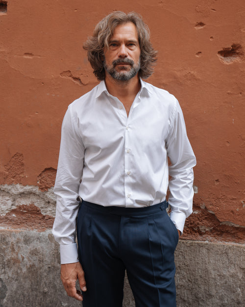 Velasca | Classic white shirt, entirely handsewn in Italy