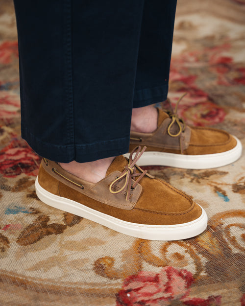 Velasca | Artisanal brown boat shoes with a sneaker-style sole