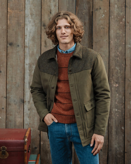 Green wool-canvas worker jacket, Made in Italy | Velasca
