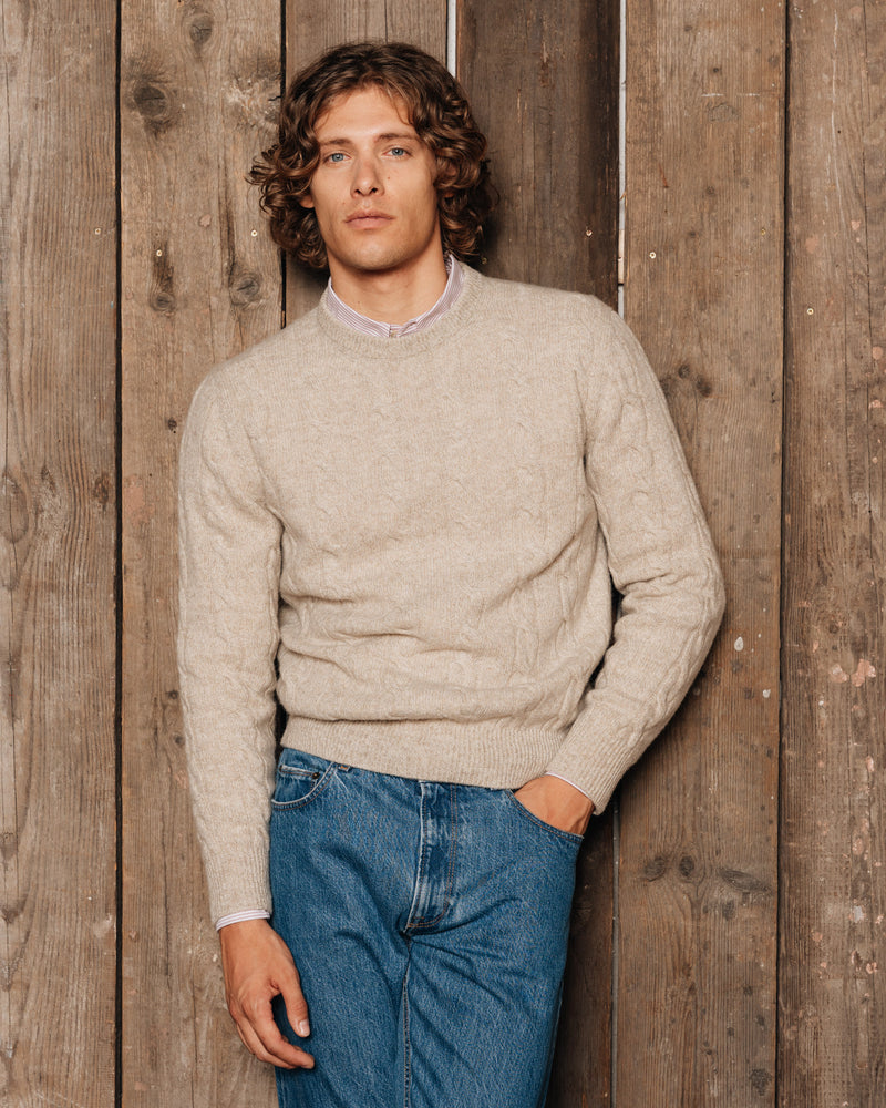 Beige Shetland wool sweater, Made in Italy | Velasca