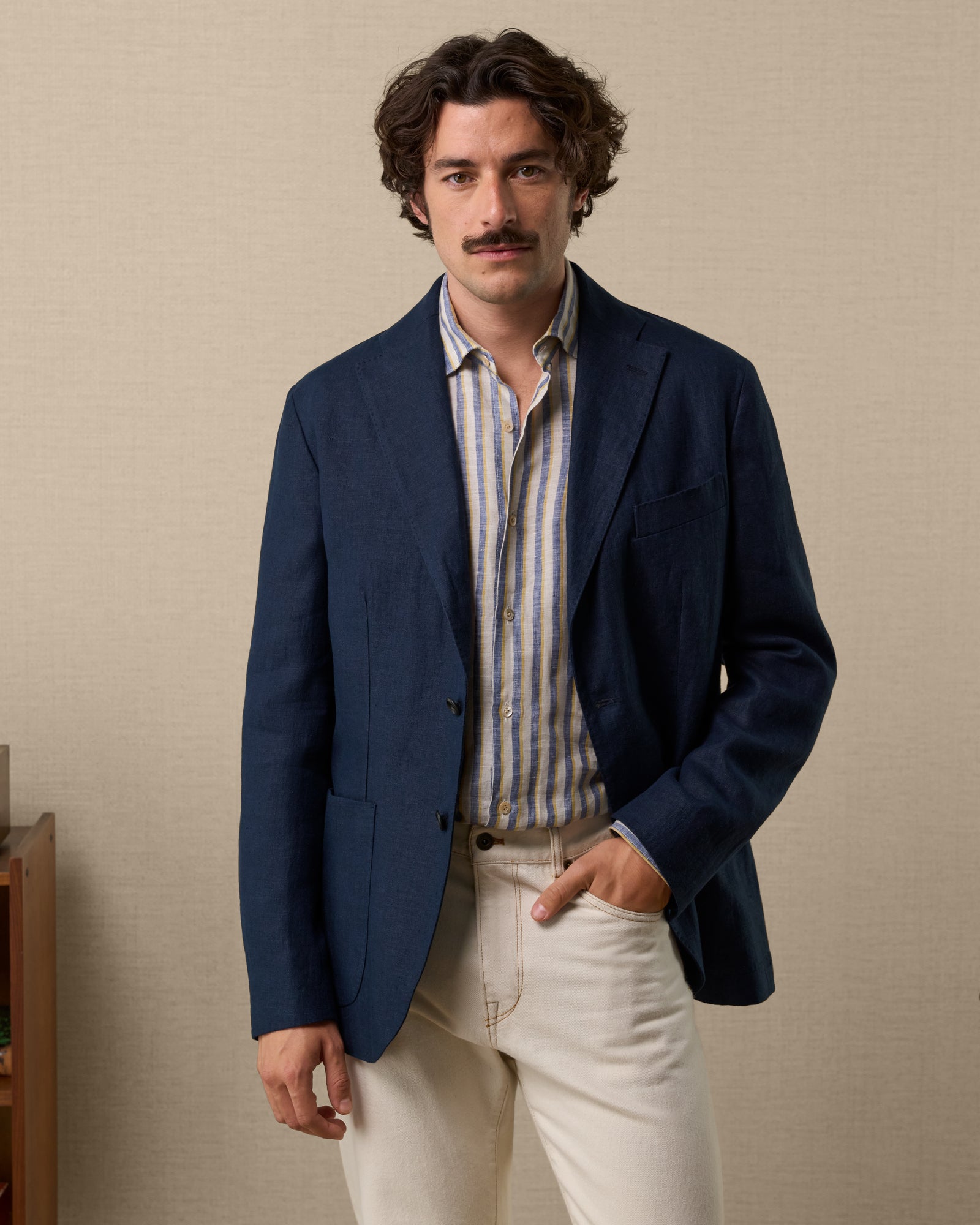 Blue Irish linen casual blazer, Made in Italy | Velasca