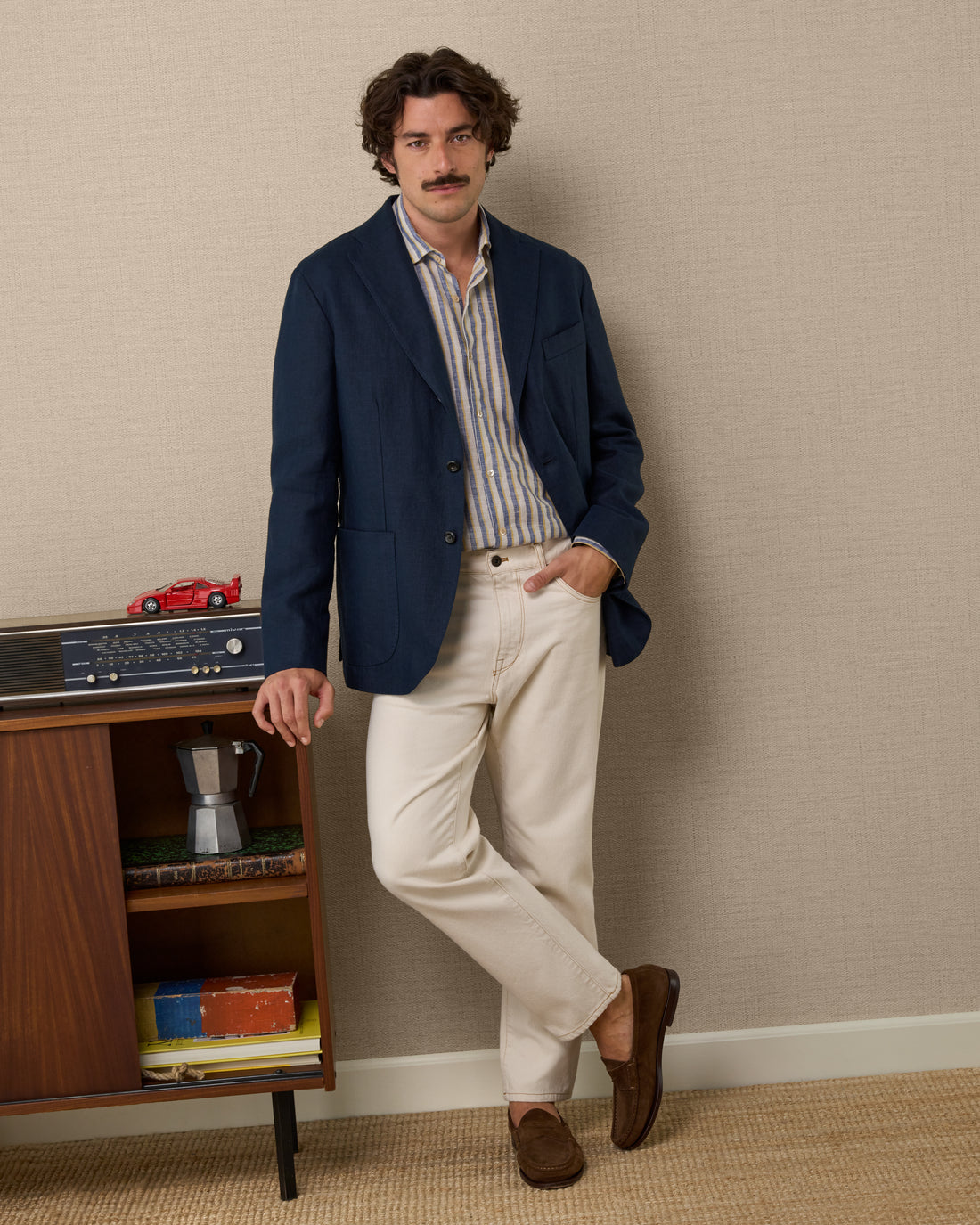 Blue Irish linen casual blazer, Made in Italy | Velasca