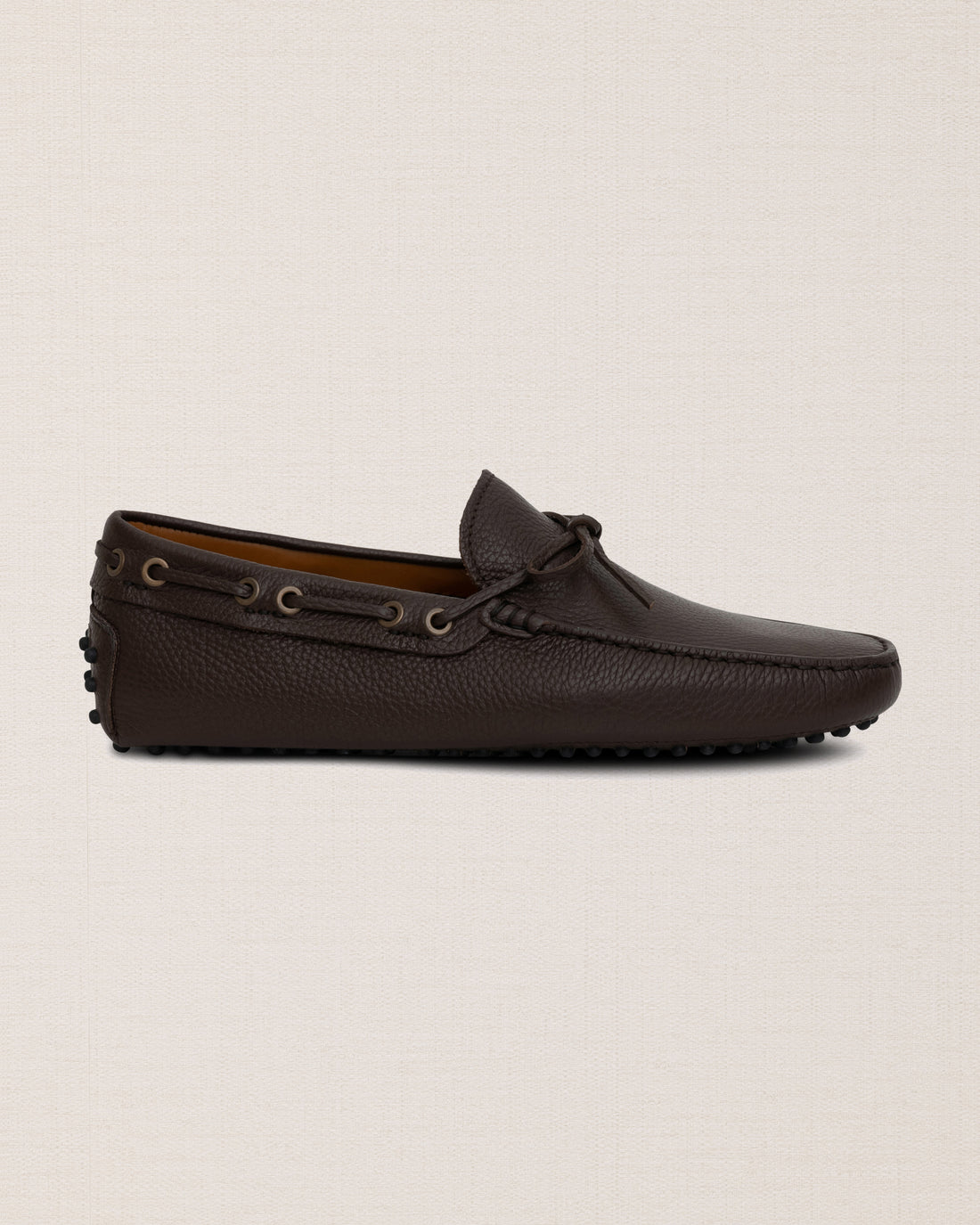 Men’s brown tumbled leather Moccasins | Velasca