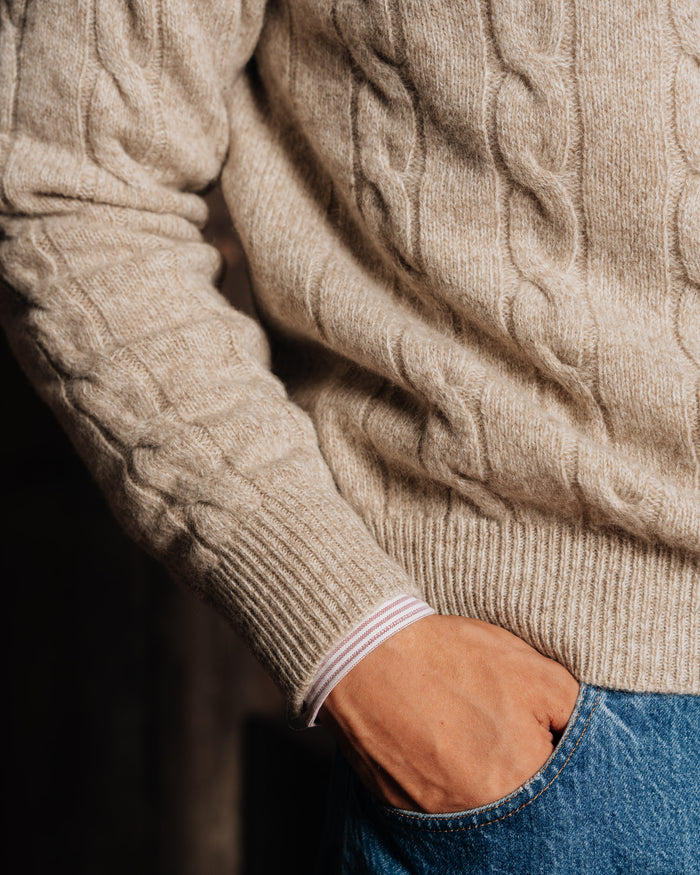 Beige Shetland wool sweater, Made in Italy | Velasca