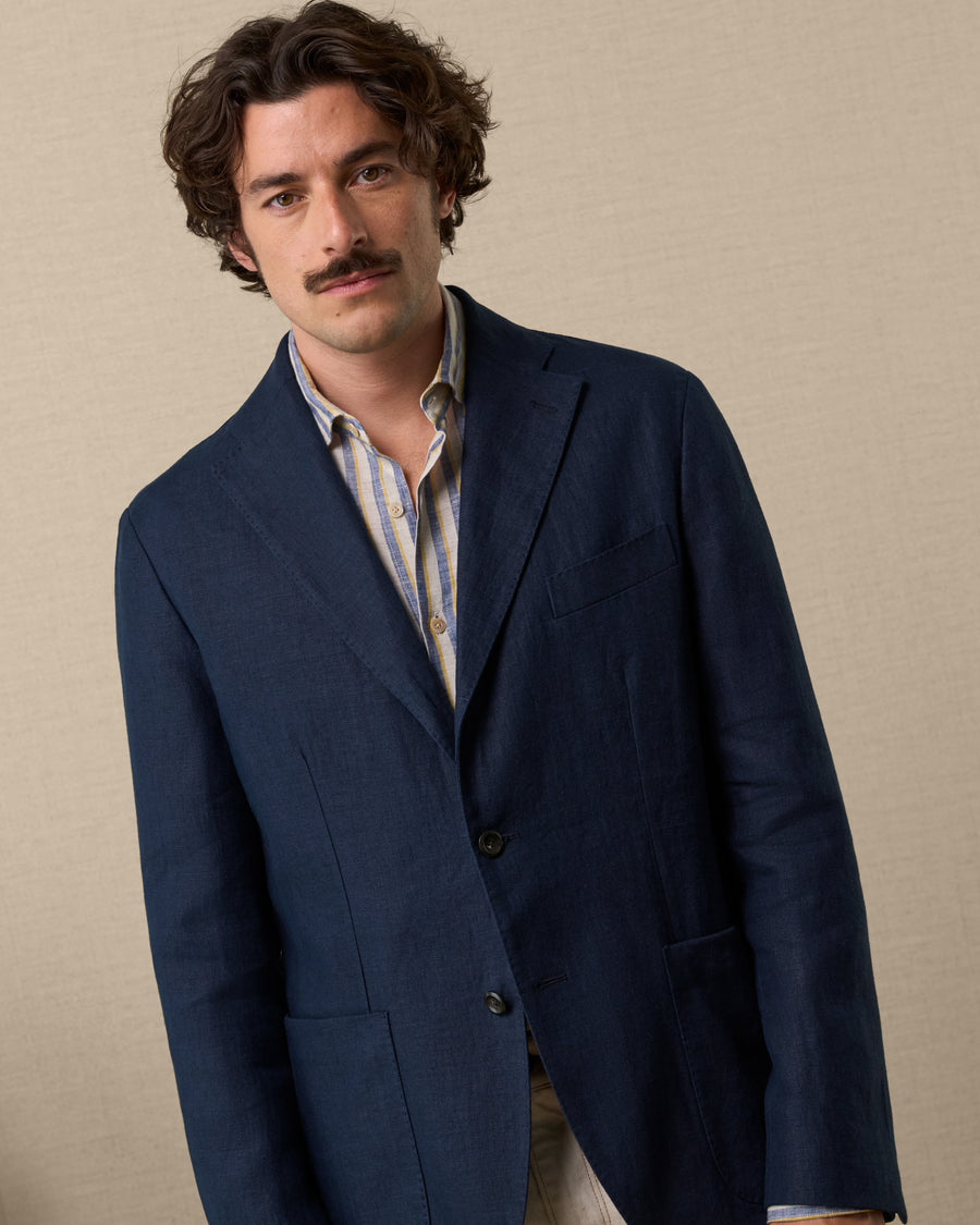Blue Irish linen casual blazer, Made in Italy | Velasca
